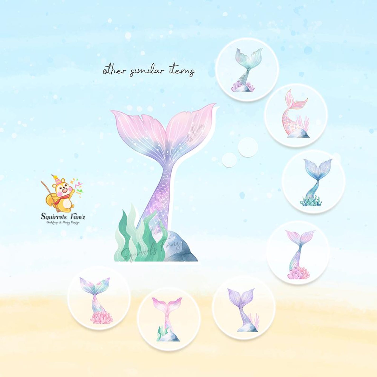 Mermaid Tail Standee Cutout Underwater Ocean Sea Creatures Baby Shower ...