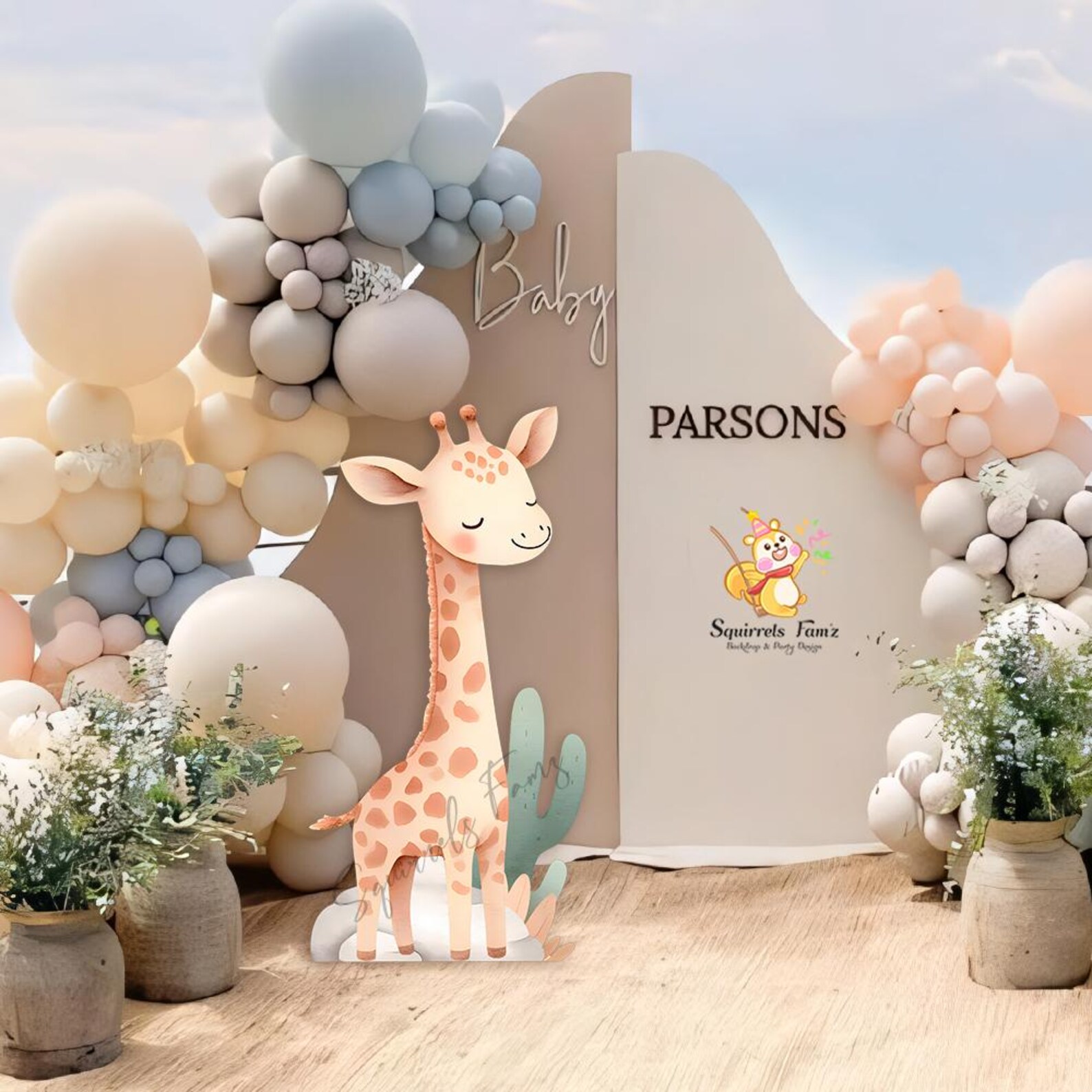 Safari Giraffe Cutout Standee Animal Cute Baby Shower Big Decor Giraffe ...