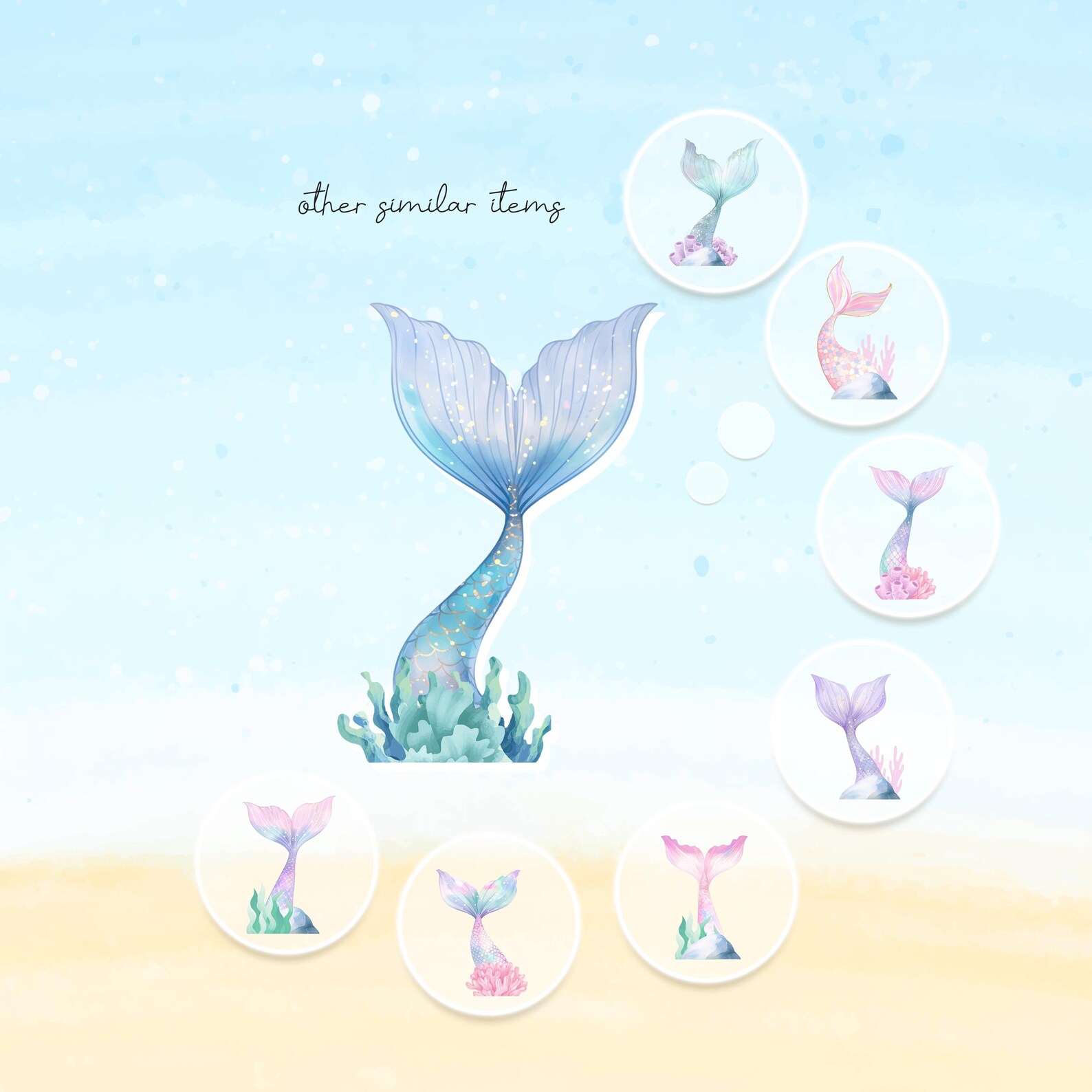 Mermaid Tail Standee Cutout Underwater Ocean Sea Creatures Baby Shower ...