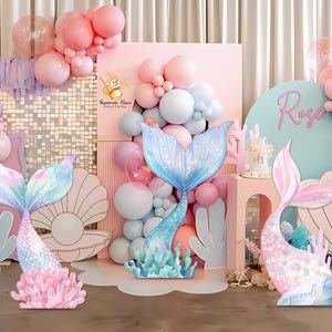 Mermaid Tail Standee Cutout Underwater Ocean Sea Creatures Baby Shower ...