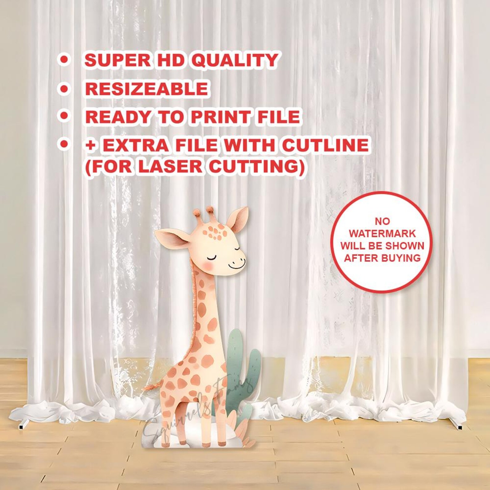 Safari Giraffe Cutout Standee Animal Cute Baby Shower Big Decor Giraffe ...