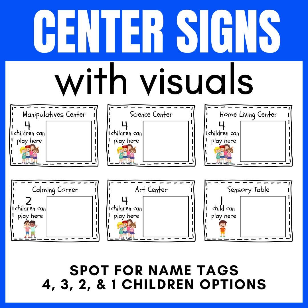 Printable Center Signs for Preschool and Pre-k Classrooms With Custom ...