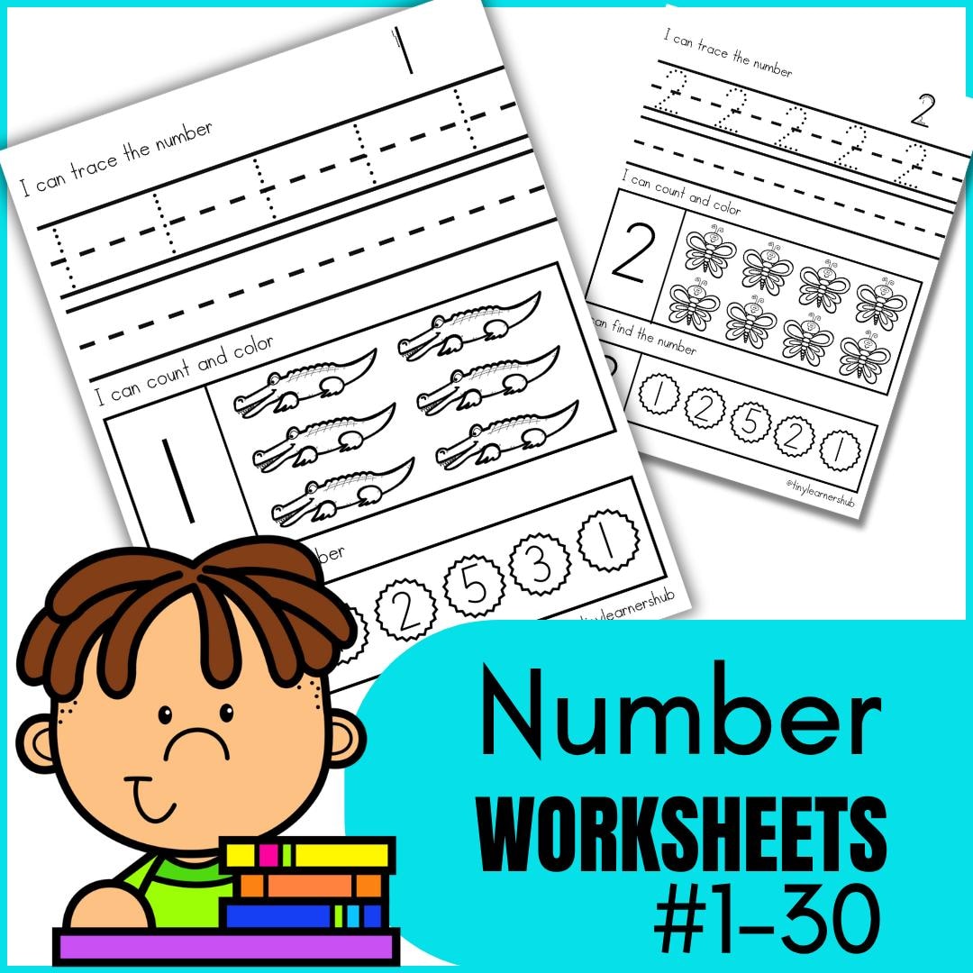 Number Worksheets | Preschool | Kindergarten | Numbers 1-30 Printable ...