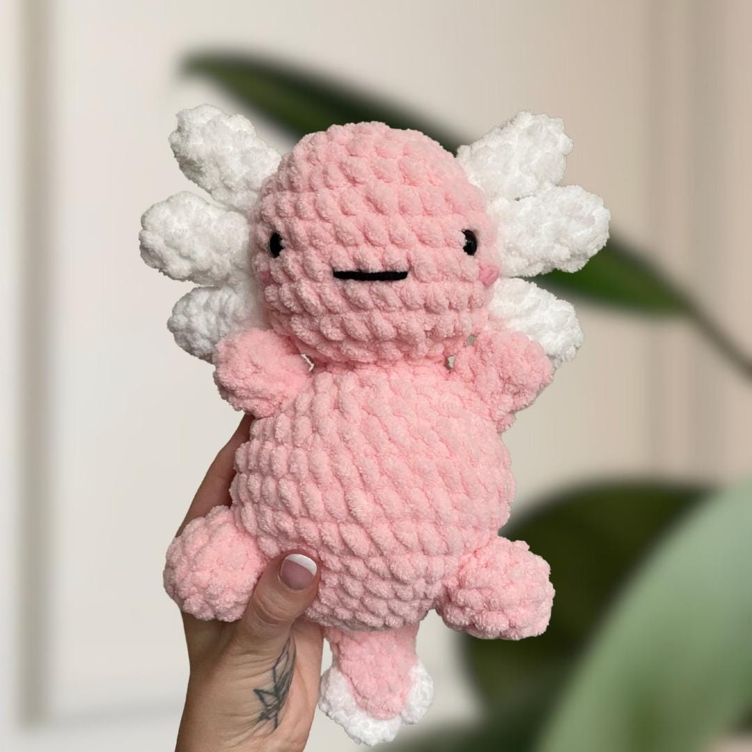 Chubby Axolotl Plushie, Amigurumi Reptile, Crochet Stuffed Animal ...