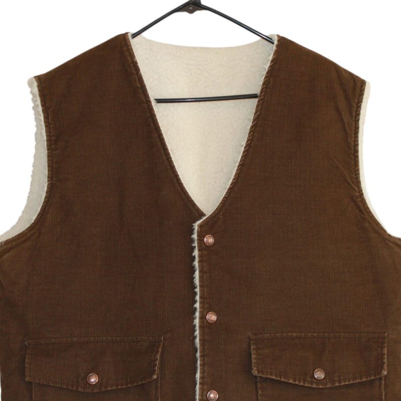 Mens Vintage Brown Corduroy Sherpa Line Western Gorpcore Biker Vest ...