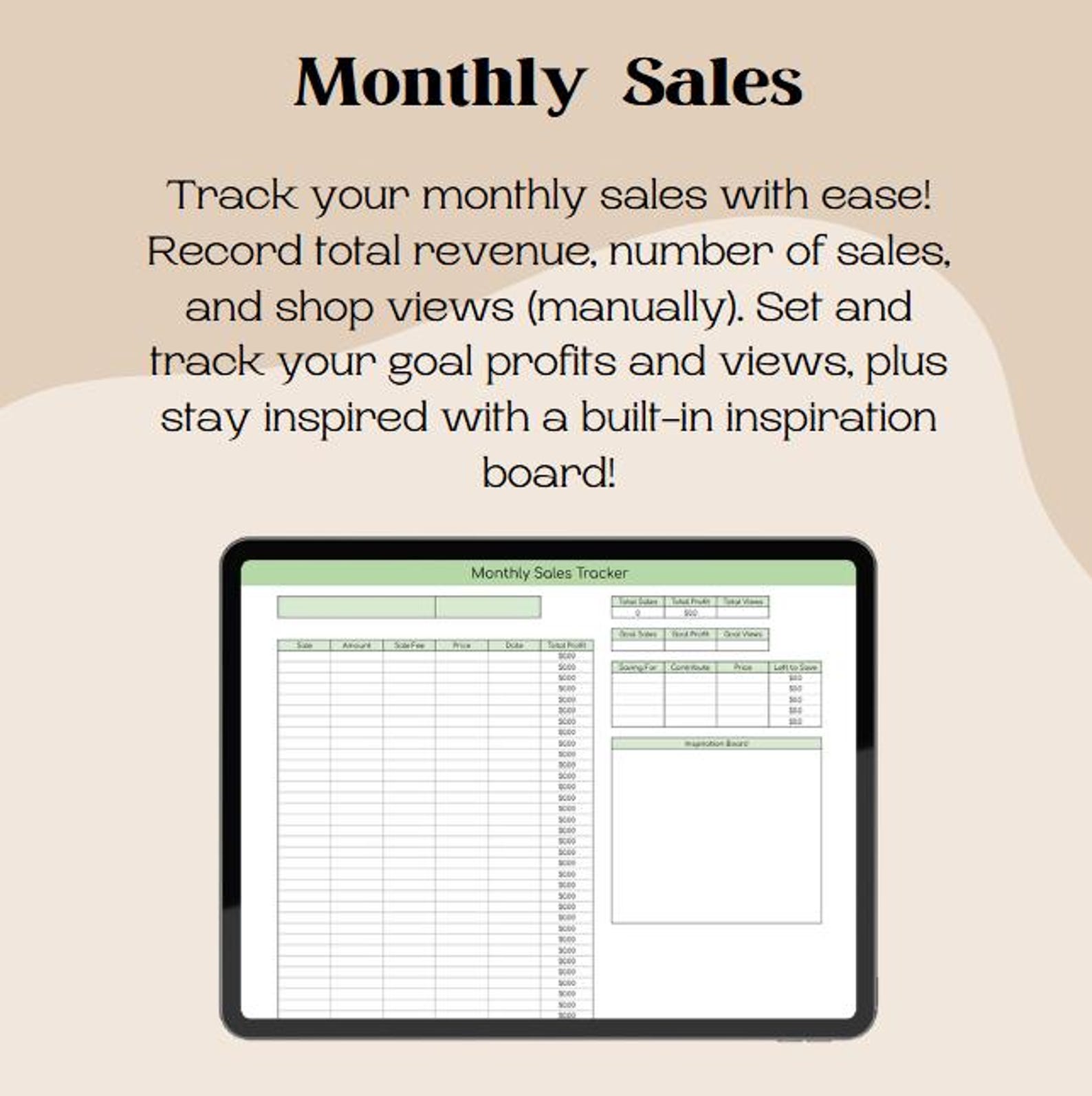 Sales Tracker, Monthly Sales Tracker, Sales Goal Planner, Interactive ...