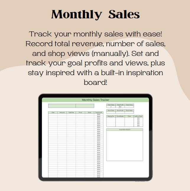 Sales Tracker, Monthly Sales Tracker, Sales Goal Planner, Interactive ...