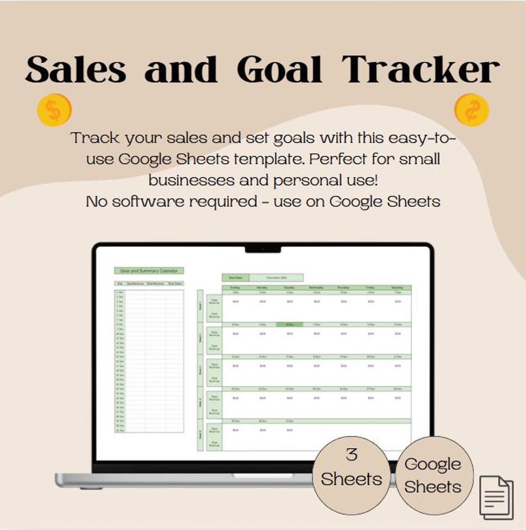 Sales Tracker, Monthly Sales Tracker, Sales Goal Planner, Interactive ...