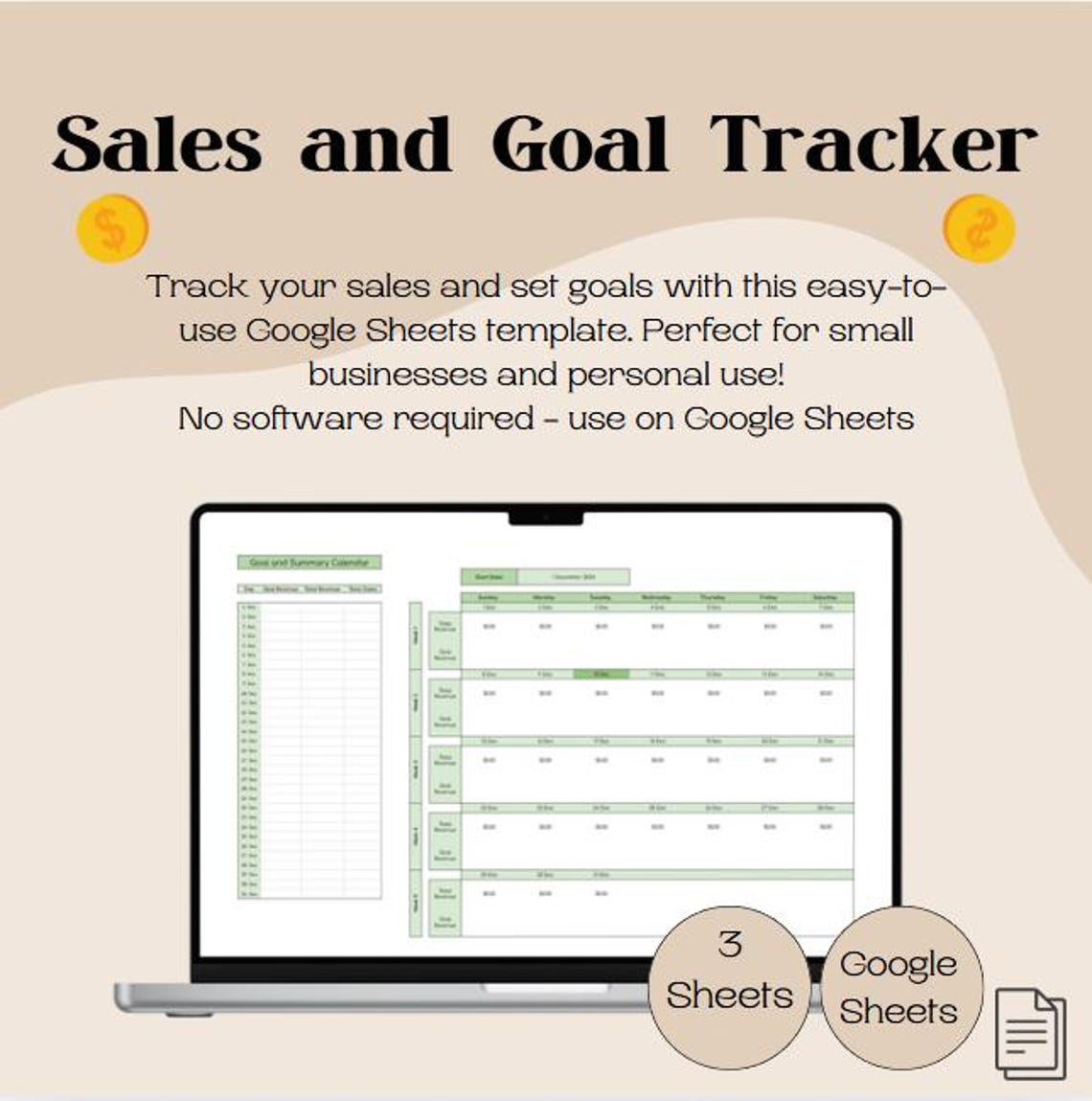 Sales Tracker, Monthly Sales Tracker, Sales Goal Planner, Interactive ...