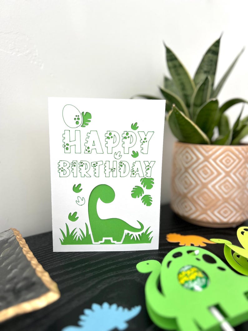 Dinosaur Happy Birthday Card - Etsy
