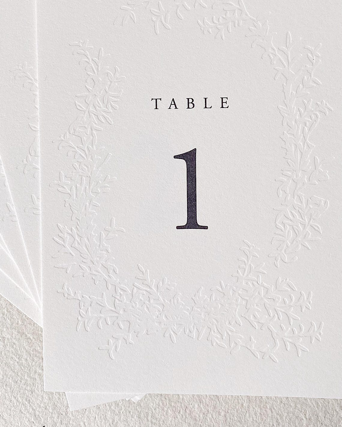 Letterpress Table Numbers 1 - 20, Blind Emboss Border Table Numbers ...