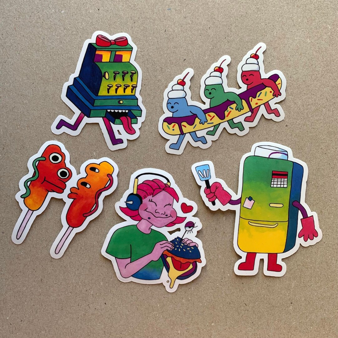 Space Diner Retro Futurism Cartoon Stickers Set - Etsy