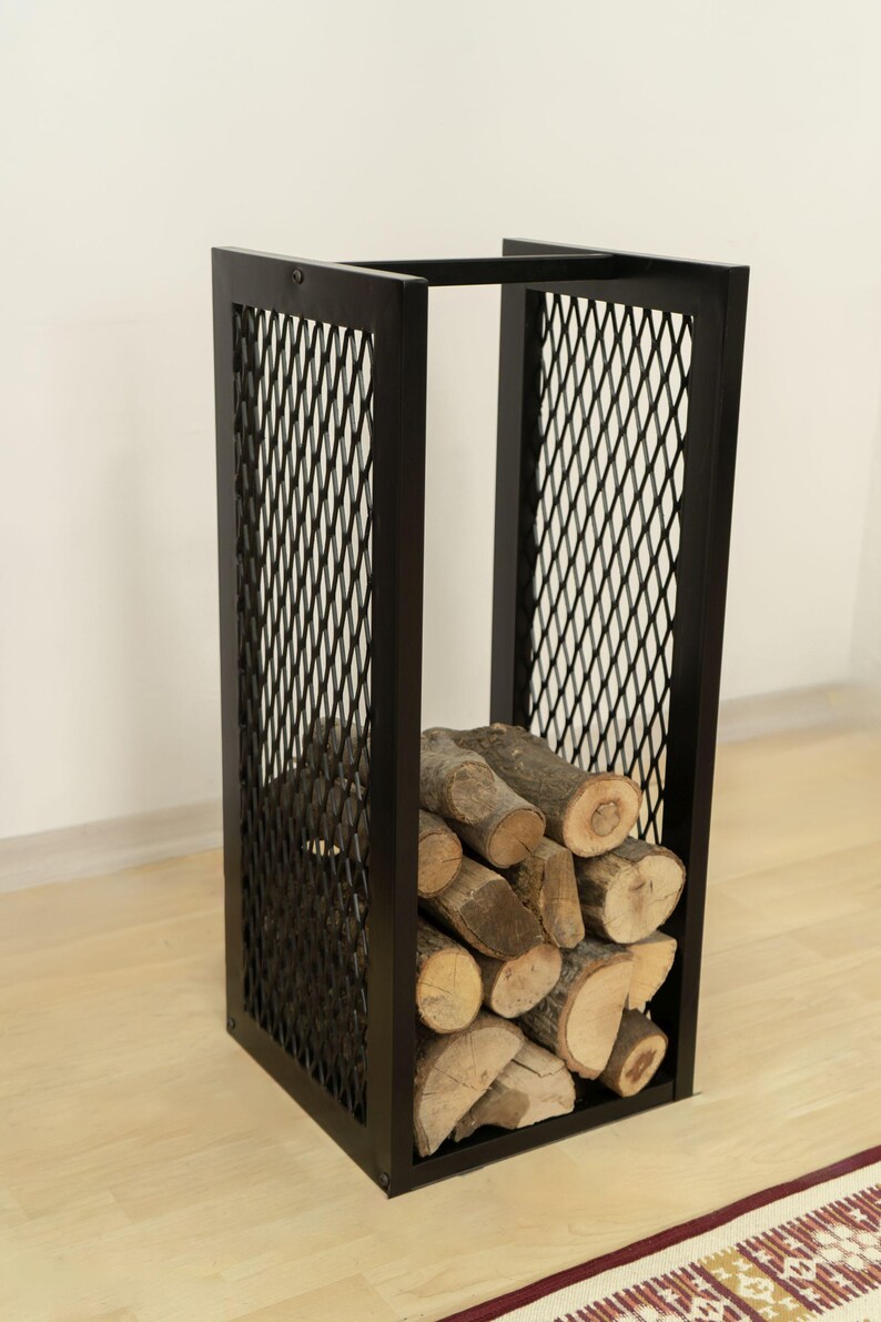 Metal Firewood Rack, Log Holder, Firewood Storage, Gift for Fireplace ...