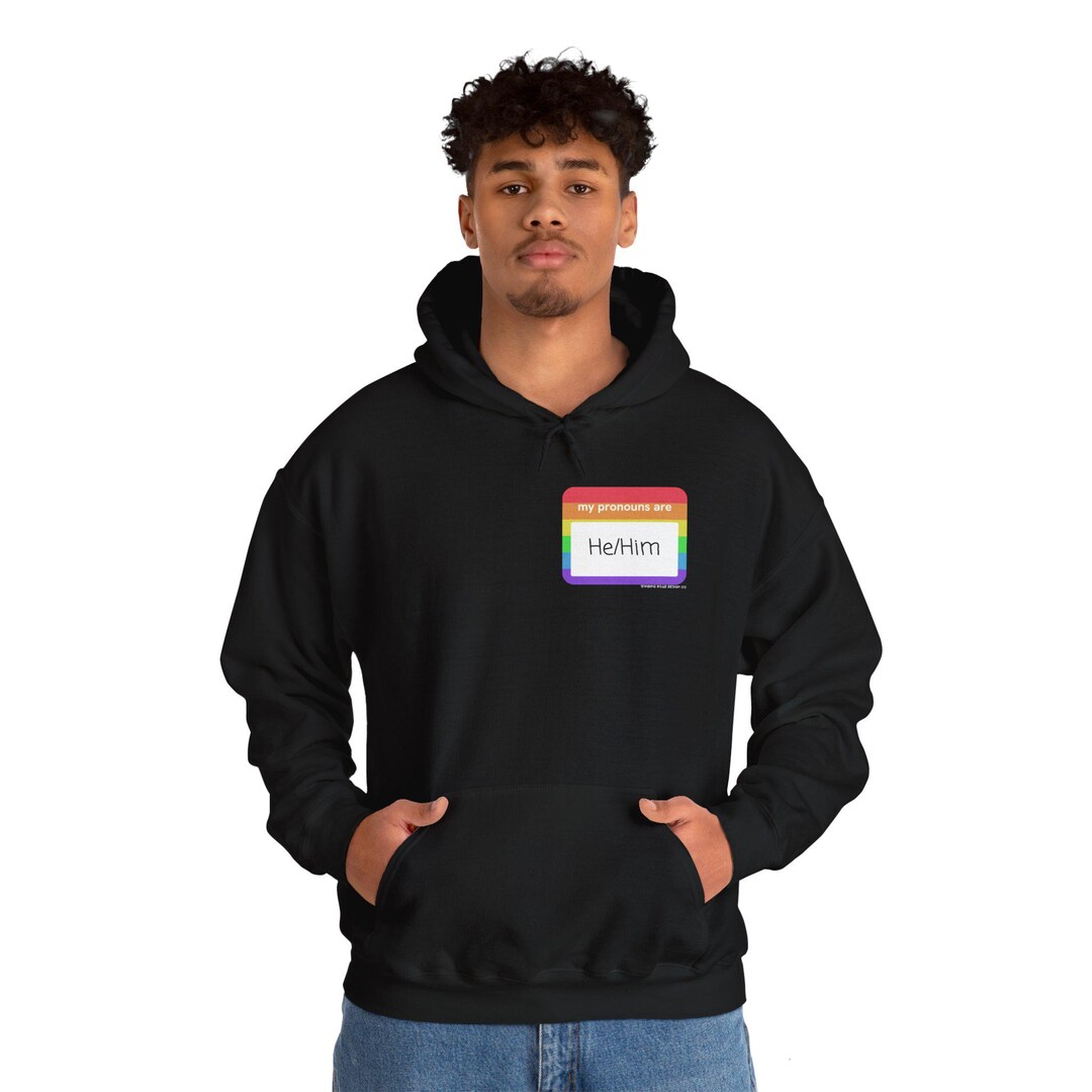 Pronouns He/him Pride Hoodie, Gender Identity LGBT Sweatshirt, LGBTQ ...