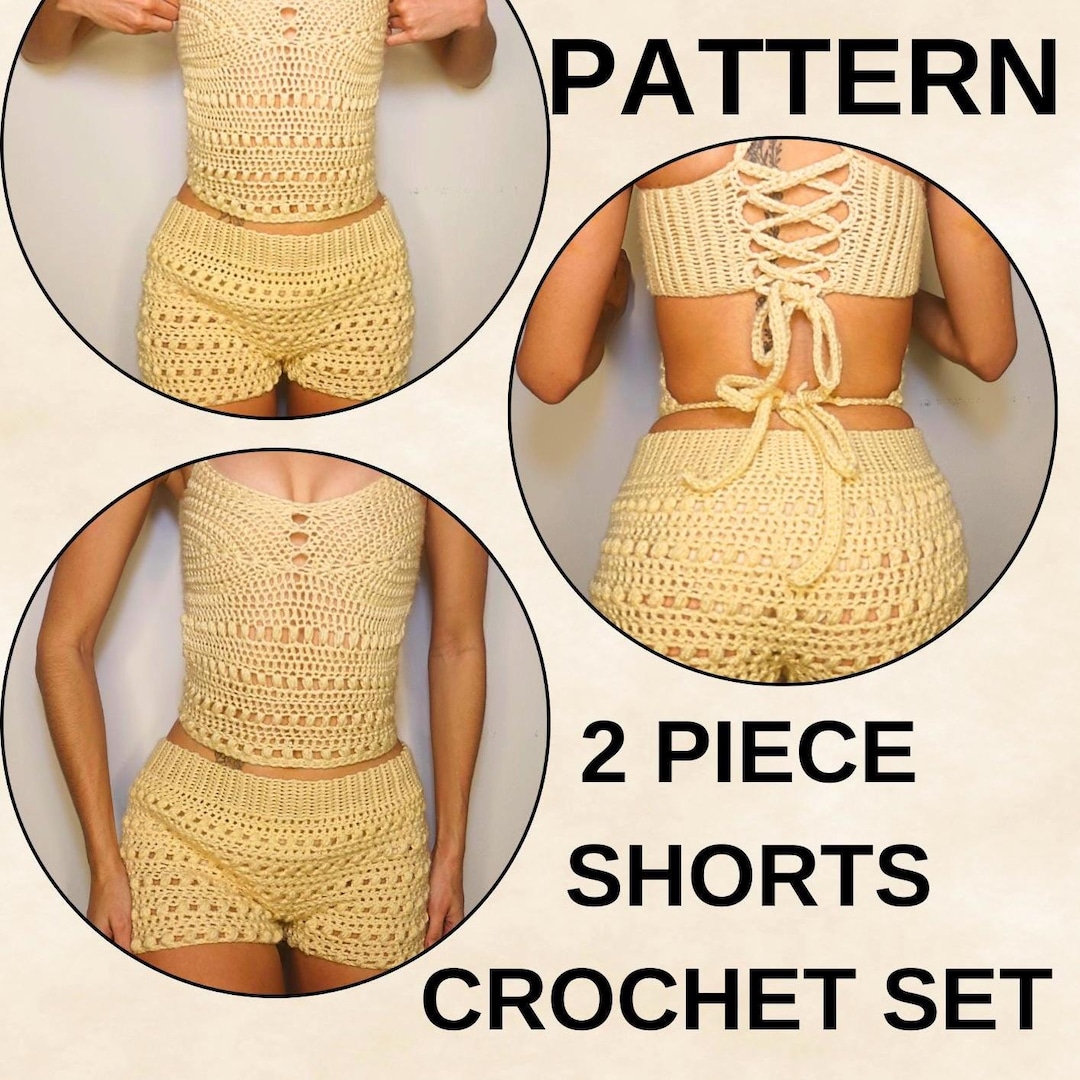 Crochet 2 Piece Matching Short Set PATTERN ONLY. Crochet Set, Crochet ...