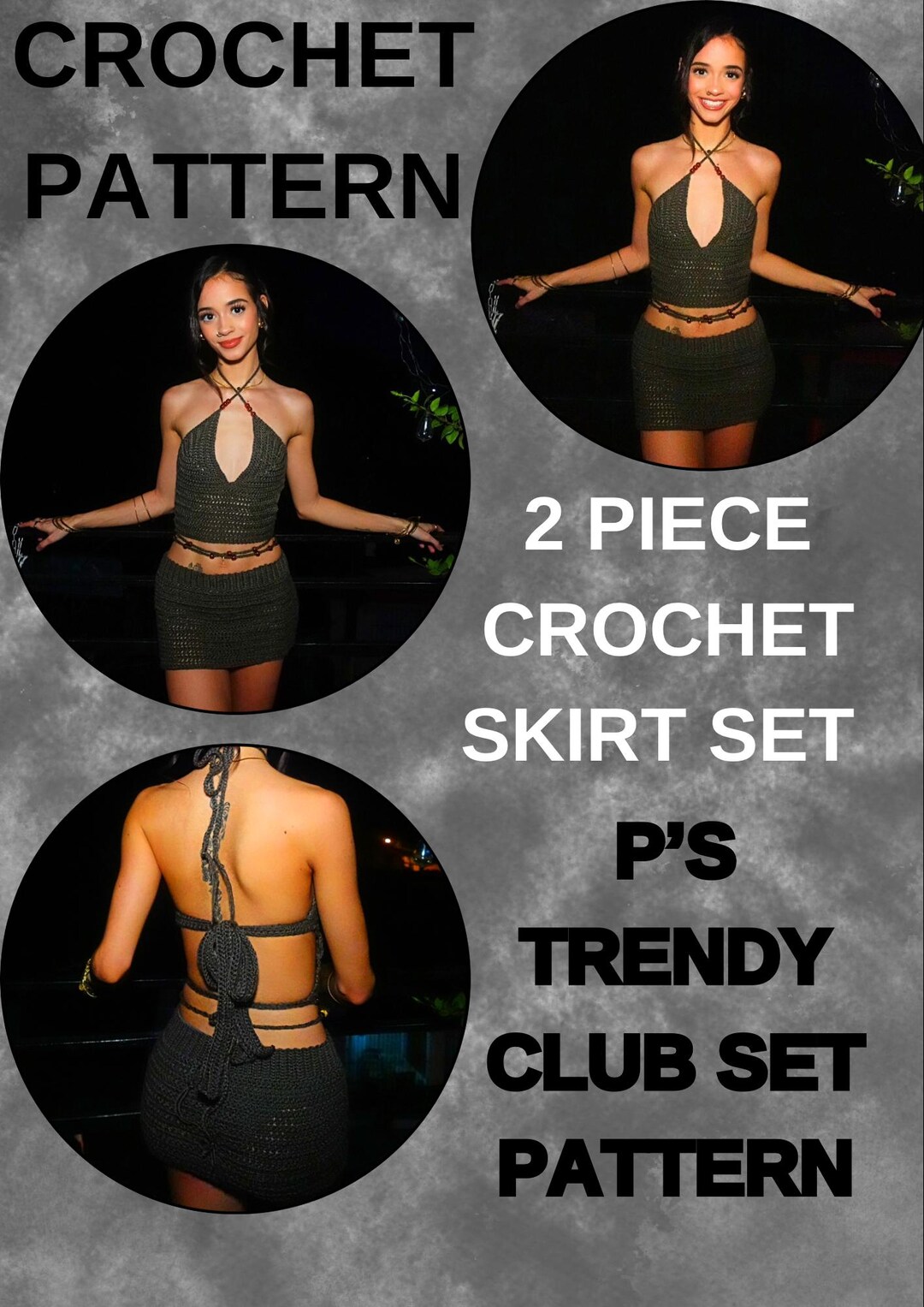 Crochet 2 Piece Matching Skirt Set PATTERN ONLY. Crochet Set, Crochet ...