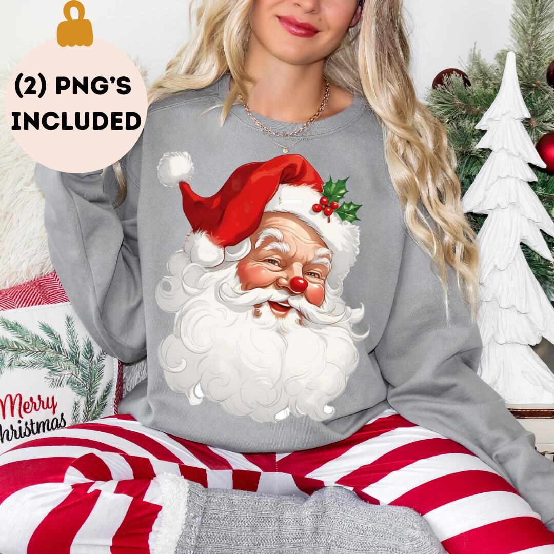 Vintage 1950s Santa Claus PNG Clipart Retro Christmas Santa, Red Hat ...