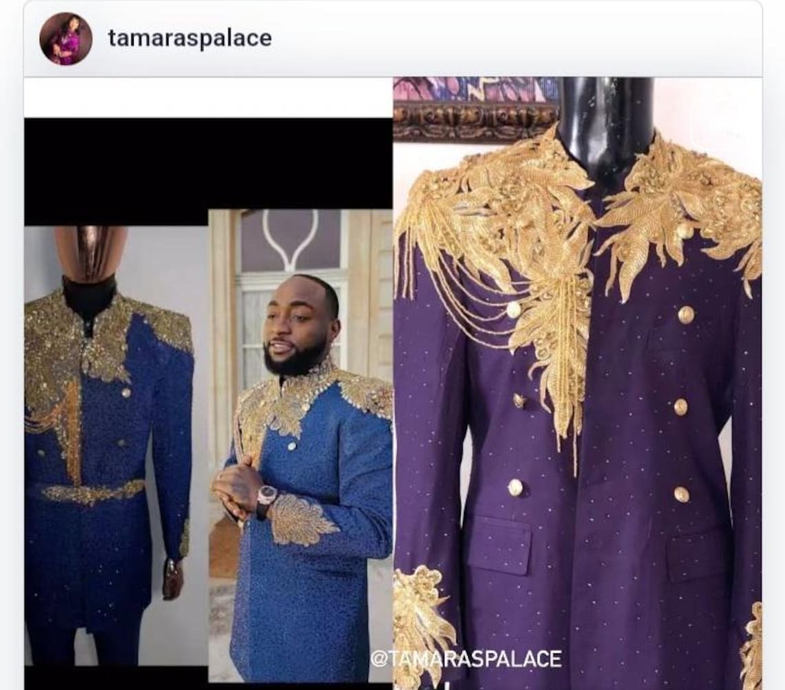 Davido Fully Studded Suit, Prom Suit, Unisex Suit. Wedding Tuxedo, Men ...
