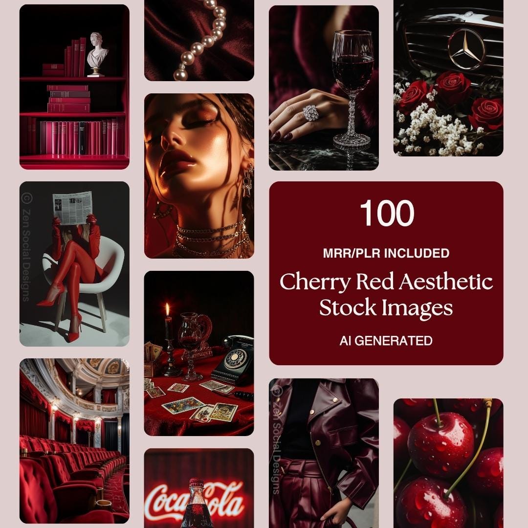 Cherry Red Aesthetic Stock Photo Bundle | Bold & Stylish Images | 100 ...