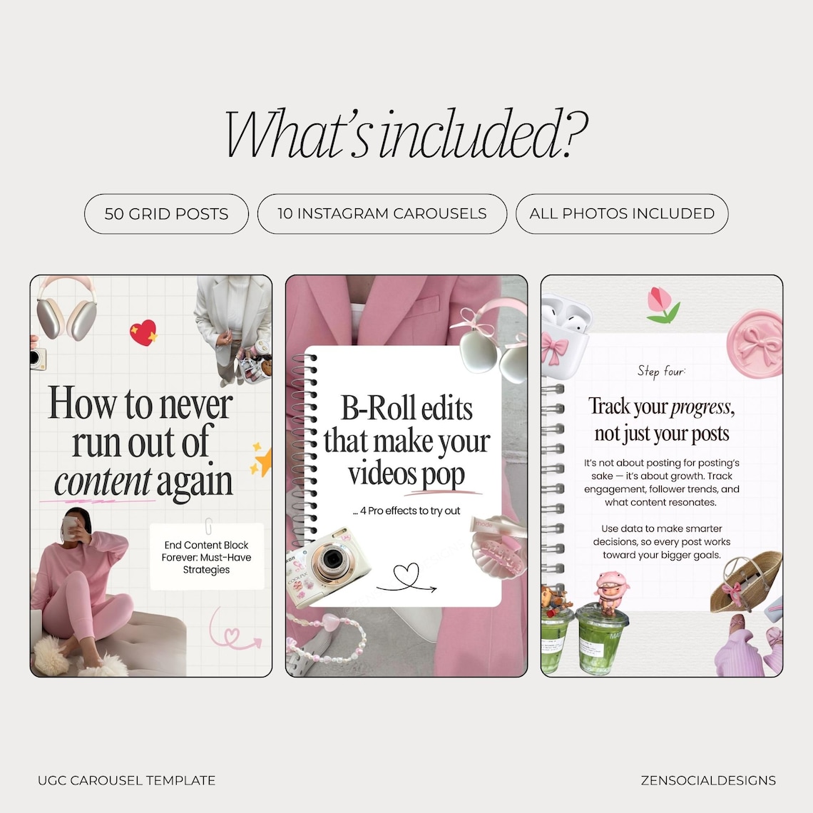 UGC Carousel Instagram Templates | 50 Carousel Posts | Canva Templates ...