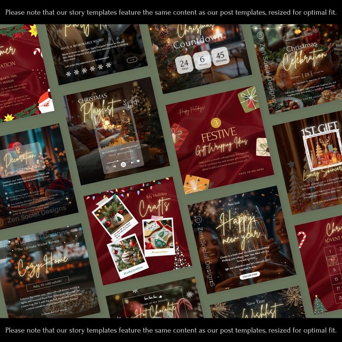 Christmas & Holiday Instagram Templates | Festive Posts and Stories for ...