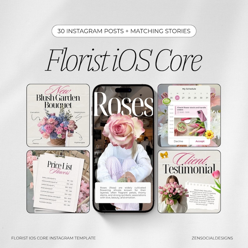 Florist Ios Core Instagram Templates | Flower Shop Posts & Stories ...