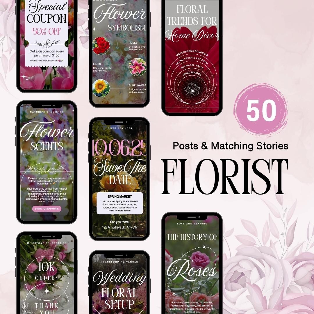 Florist Instagram Posts & Stories | Flower Shop Social Media Templates ...