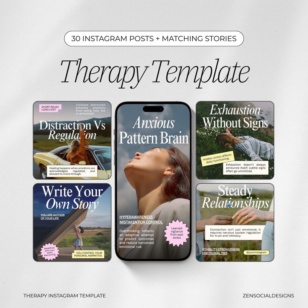 Therapy Instagram Templates | 30 Posts & 30 Stories | Mental Health and ...