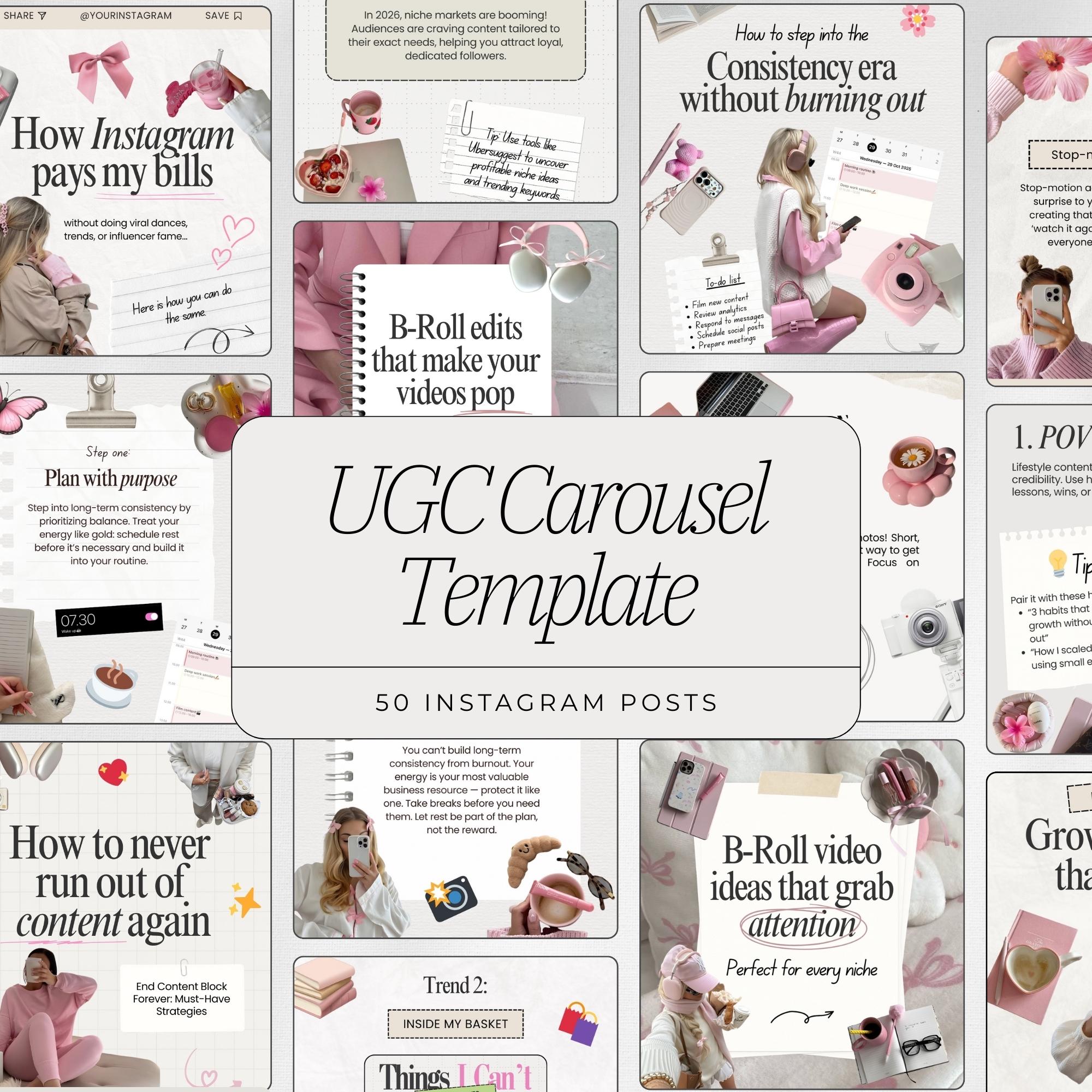 UGC Carousel Instagram Templates | 50 Carousel Posts | Canva Templates ...