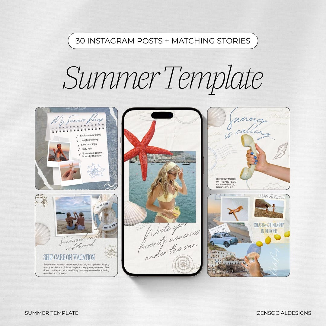 Summer Vibes Instagram Templates | Beach & Travel-inspired Posts and ...