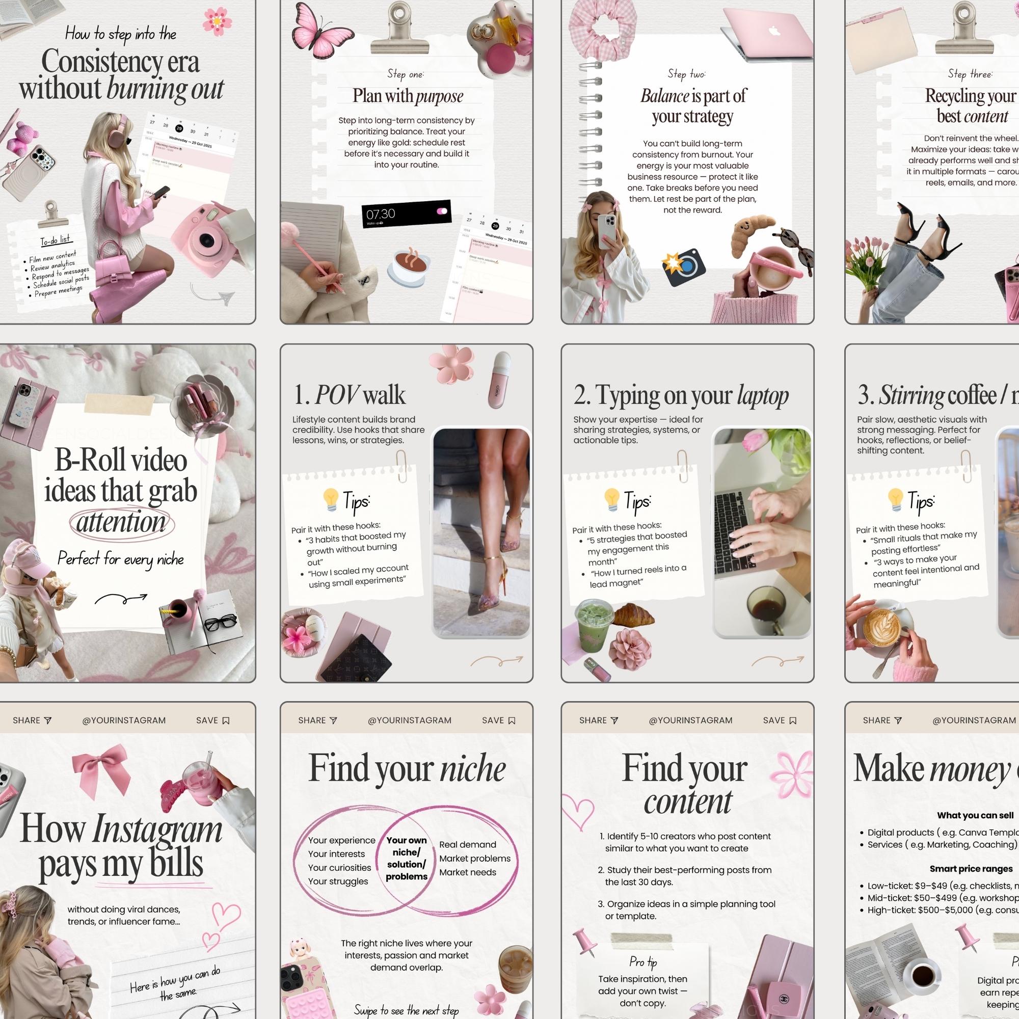 UGC Carousel Instagram Templates | 50 Carousel Posts | Canva Templates ...