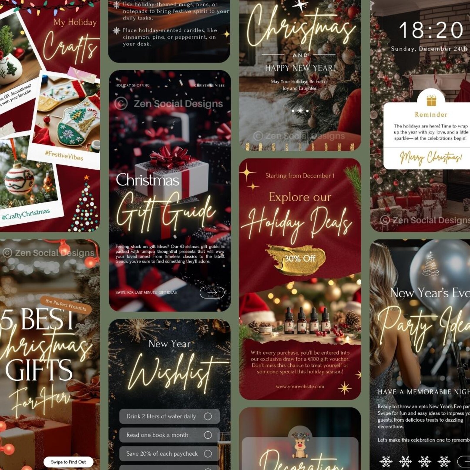 Christmas & Holiday Instagram Templates | Festive Posts and Stories for ...