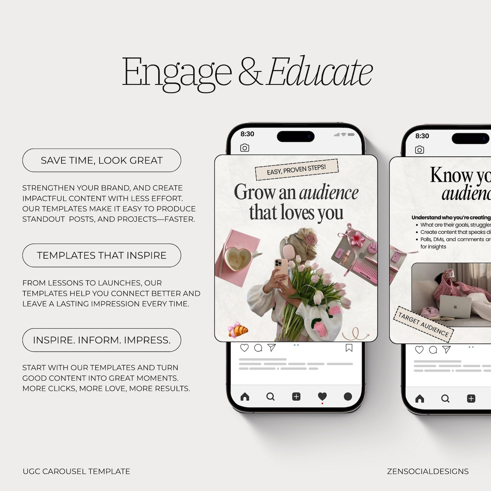 UGC Carousel Instagram Templates | 50 Carousel Posts | Canva Templates ...