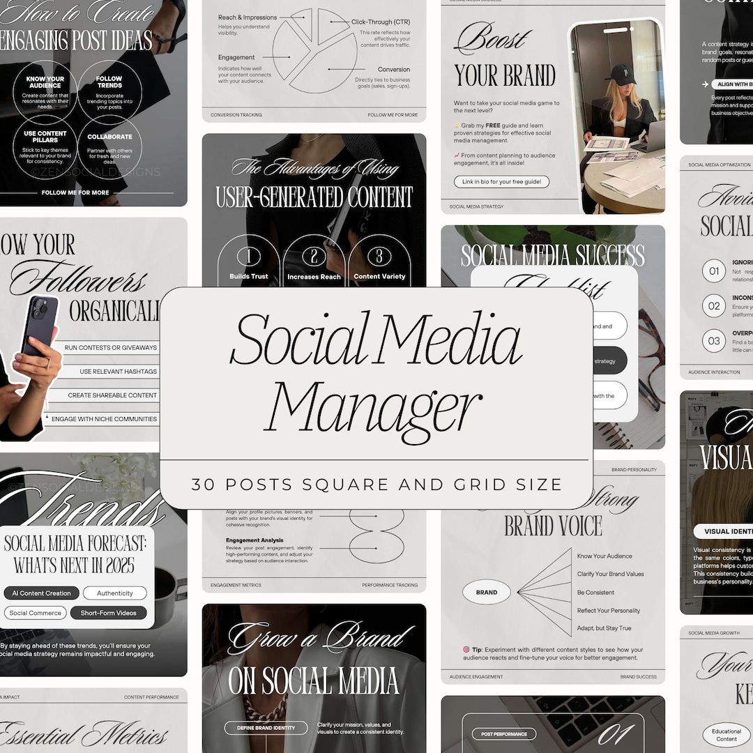 Social Media Manager Instagram Templates | Canva Templates for Content ...
