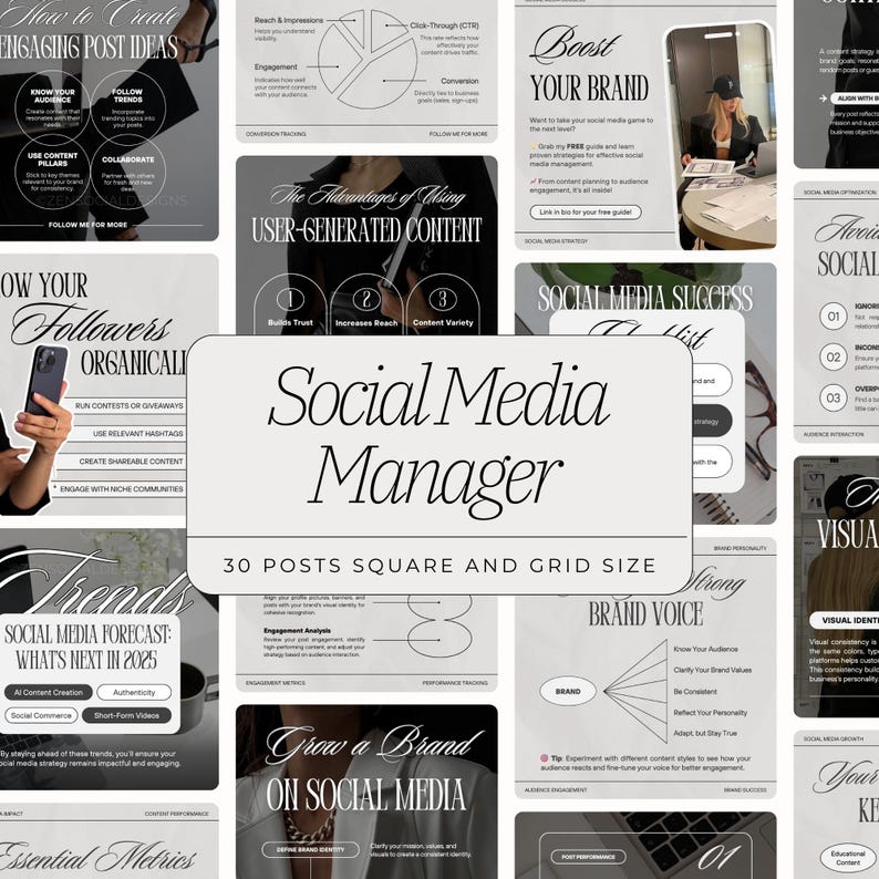 Social Media Manager Instagram Templates | Canva Templates for Content ...