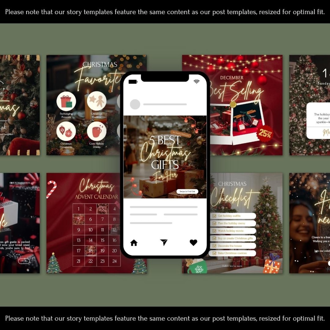 Christmas & Holiday Instagram Templates | Festive Posts and Stories for ...