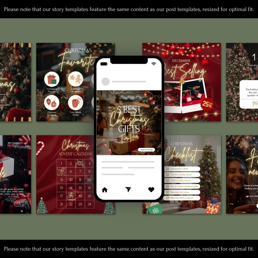 Christmas & Holiday Instagram Templates | Festive Posts and Stories for ...