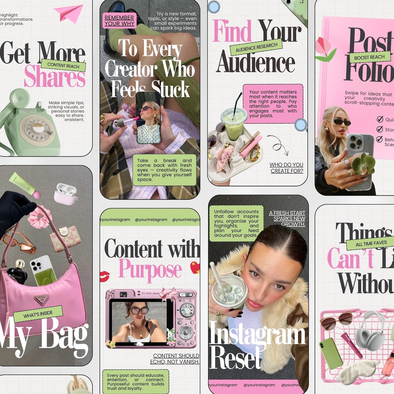 Content Creator Instagram Templates | 30 Posts & 30 Stories | Aesthetic ...
