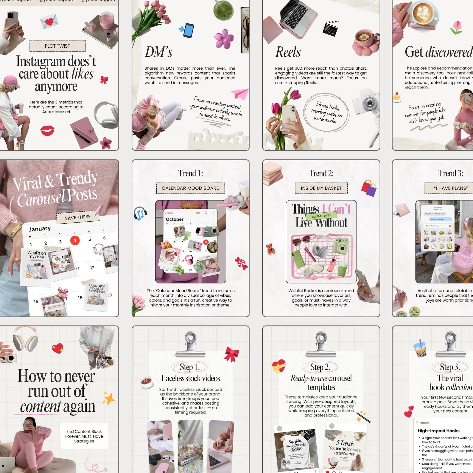 UGC Carousel Instagram Templates | 50 Carousel Posts | Canva Templates ...