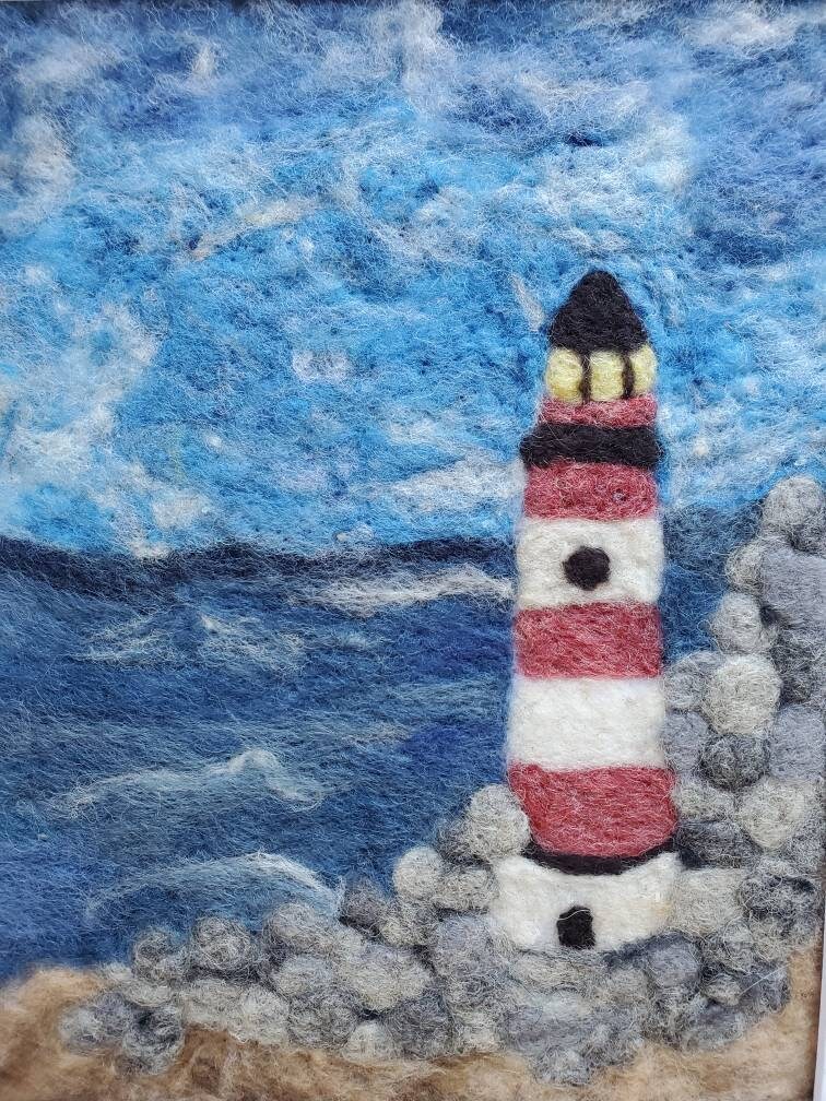 Needle Felted Lighthouse Wall Art - Etsy