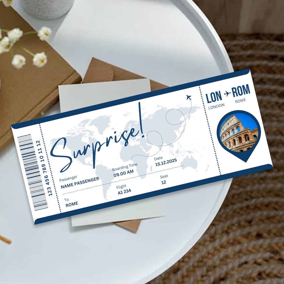 Editable Boarding Pass Template, Printable Personalized Airline Ticket ...