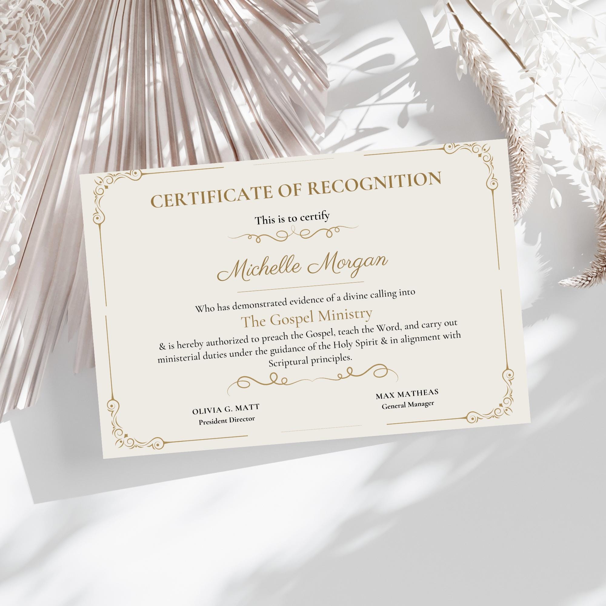 Editable License to Preach Template Printable Minister's License ...