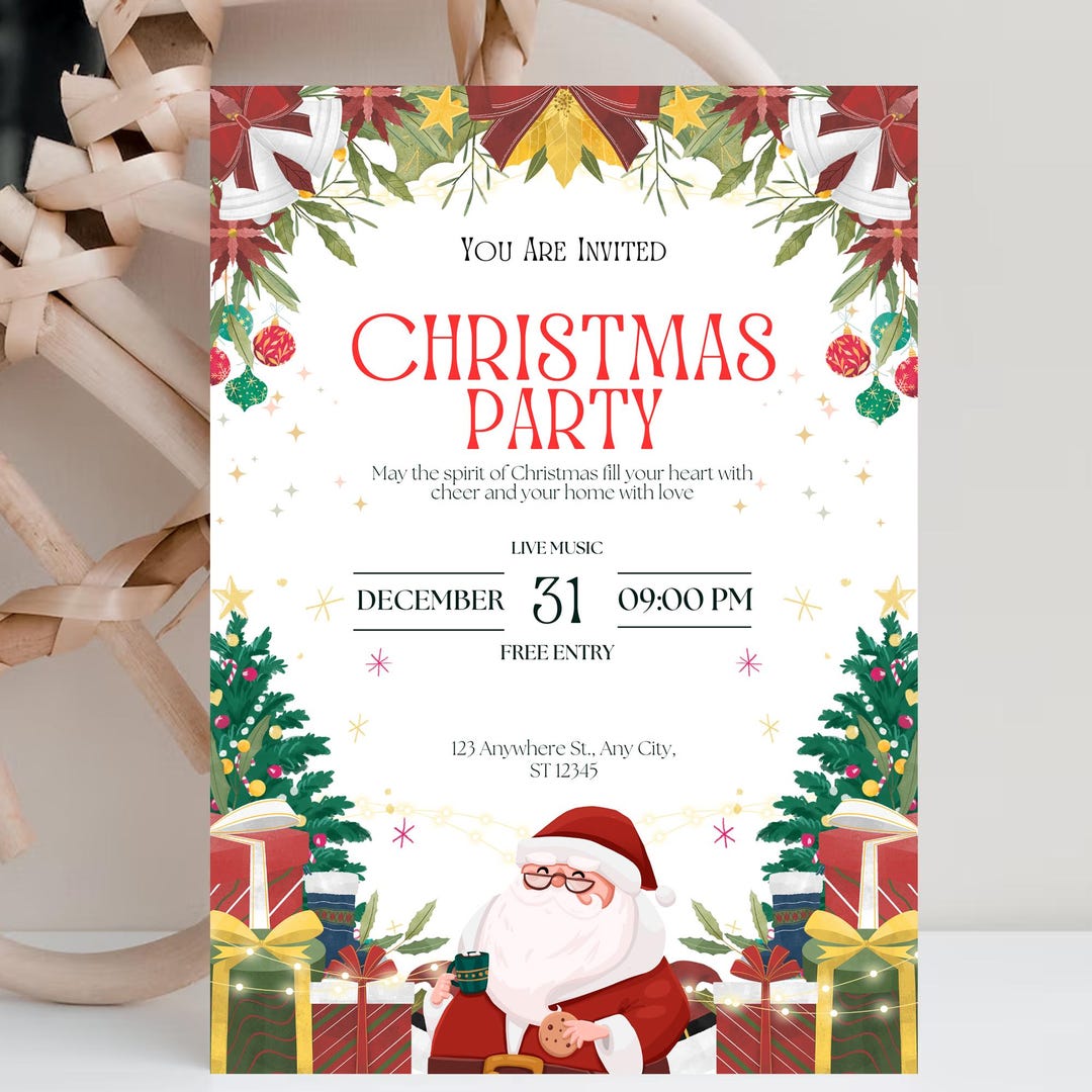 Editable Christmas Party Invitation Instant Download, Jingle and Mingle ...