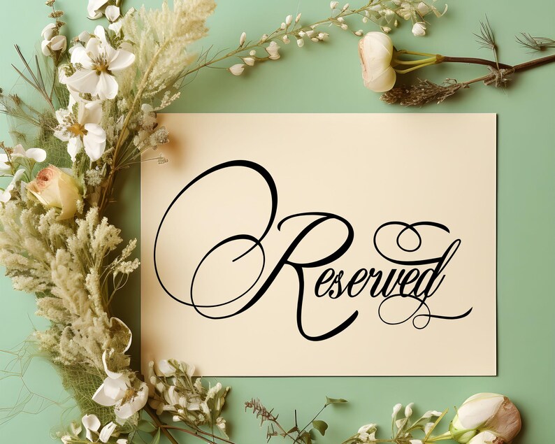 Printable Reserved Wedding Sign - Modern Calligraphy Reserved Card for ...
