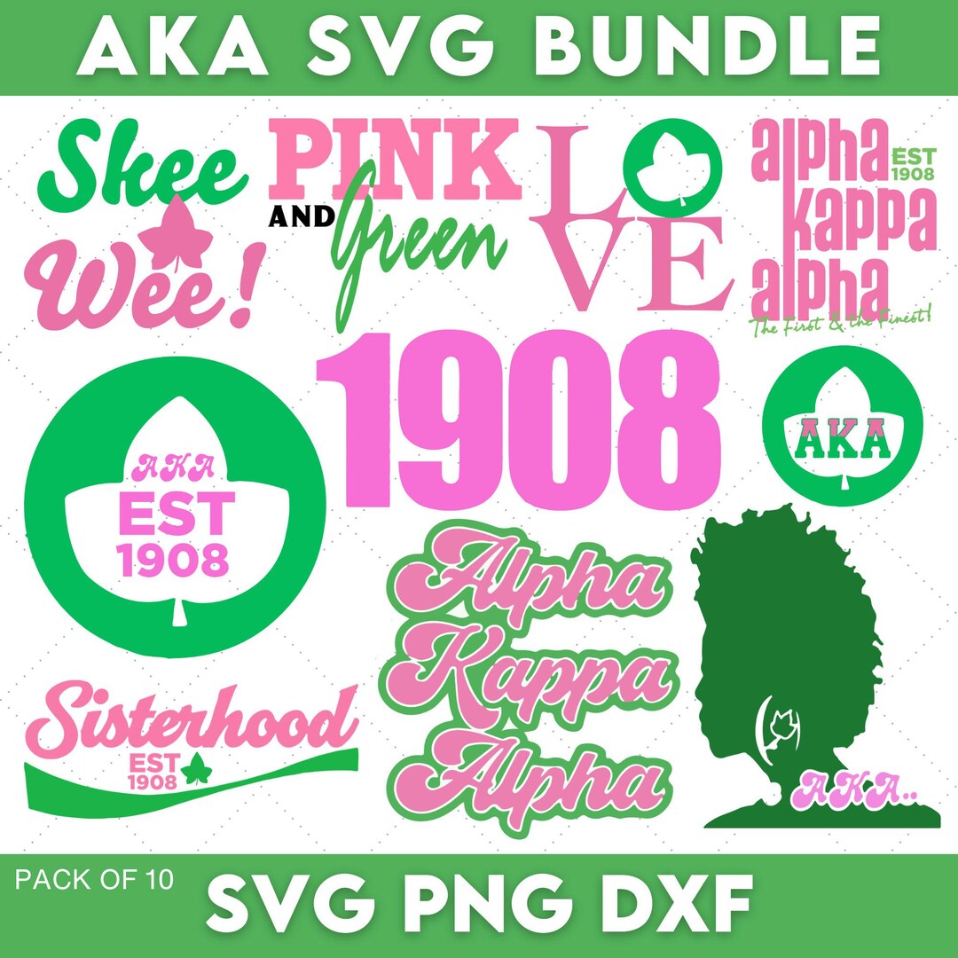 Aka Svg, Alpha Kappa Alpha SVG PNG Bundle | Greek Letters, 1908 SVG ...