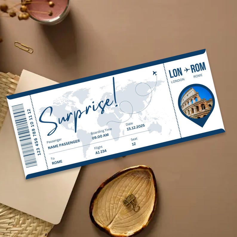 Editable Boarding Pass Template, Printable Personalized Airline Ticket ...