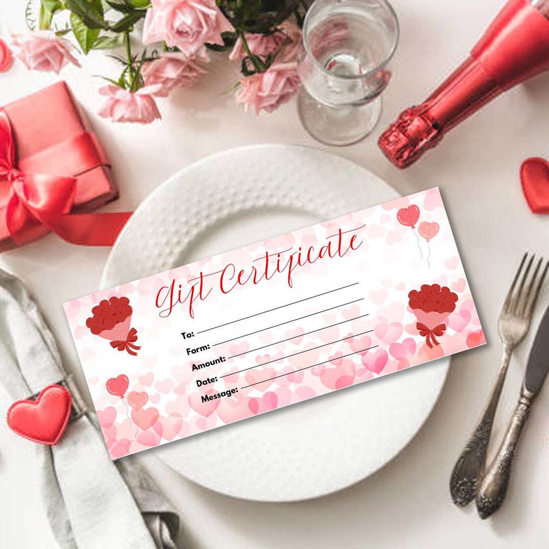 Self Editable Valentine’s Day Gift Certificate | Valentine’s Day ...