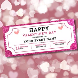 Editable Valentine Coupon & Surprise Gift Ticket Valentine's Day Ticket ...