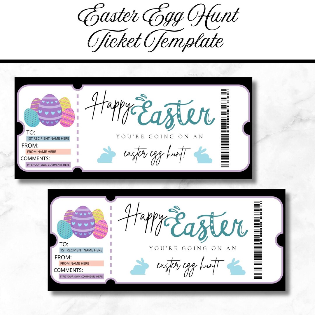 Easter Egg Hunt Ticket Template | Easter Party Invitation | Fun Easter ...
