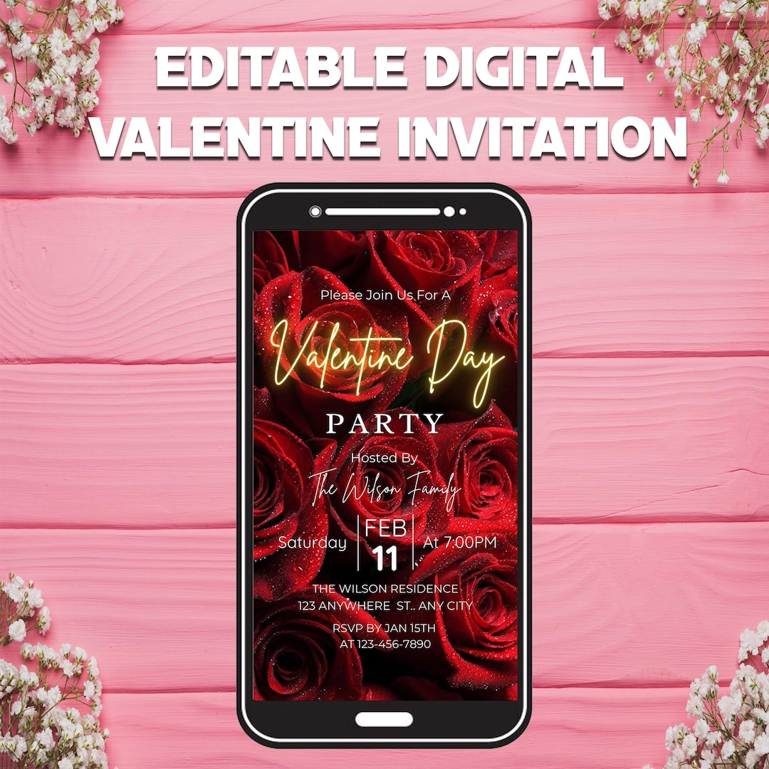 Editable Digital Valentine Invitation | Electronic Valentine Party ...